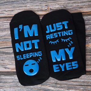 Engmoo Novelty Stocking Stuffers Socks I'm Not Sleeping Just Resting My Eyes Socks Gift For Dad Mom Christmas Gift