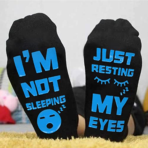 Engmoo Novelty Stocking Stuffers Socks I'm Not Sleeping Just Resting My Eyes Socks Gift For Dad Mom Christmas Gift