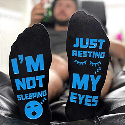 Engmoo Novelty Stocking Stuffers Socks I'm Not Sleeping Just Resting My Eyes Socks Gift For Dad Mom Christmas Gift