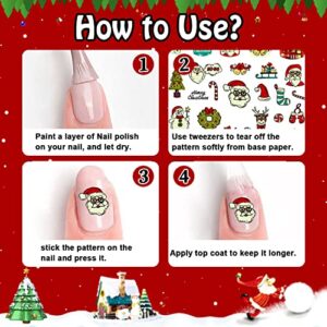 Cerlaza 450+pcs Luminous Christmas Nail Stickers for Kids Girls Christmas Stocking Stuffers, Self-Adhesive Glow Christmas Nail Decals, Holiday Nail Stickers with Santa Claus, Christmas trees, Gingerbread men-8 Sheets