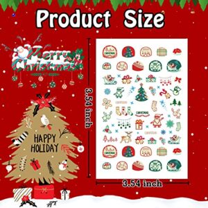 Cerlaza 450+pcs Luminous Christmas Nail Stickers for Kids Girls Christmas Stocking Stuffers, Self-Adhesive Glow Christmas Nail Decals, Holiday Nail Stickers with Santa Claus, Christmas trees, Gingerbread men-8 Sheets