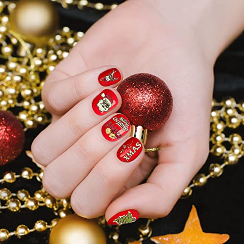 Cerlaza 450+pcs Luminous Christmas Nail Stickers for Kids Girls Christmas Stocking Stuffers, Self-Adhesive Glow Christmas Nail Decals, Holiday Nail Stickers with Santa Claus, Christmas trees, Gingerbread men-8 Sheets