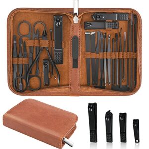 manicure set professional nail clipper kit-26 pieces stainless steel manicure kit,nail care tools with luxurious travel case