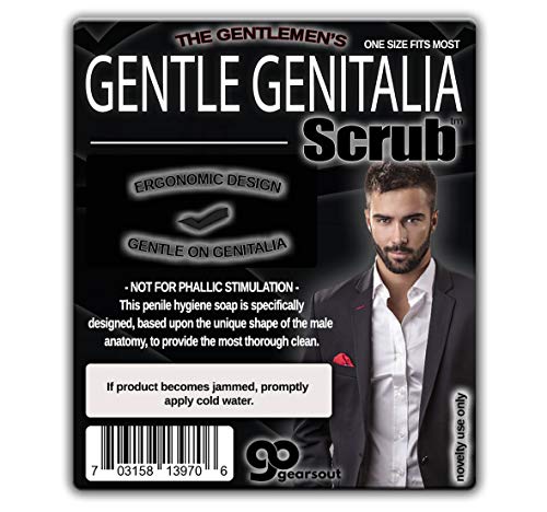 Gentlemen’s Gentle Genitalia Scrub Deluxe - Novelty Soap for Men, Funny Stocking Stuffer, Yellow, Lg