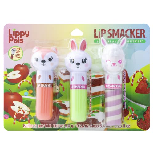 Lip Smacker Lippy Pals Flavored LIp Balm Set Of 3, Unicorn, Panda, Kitten, Foxy Apple, Hoppy Carrot Cake, Strawberry Llama Flavored, Lip Balm For Kids