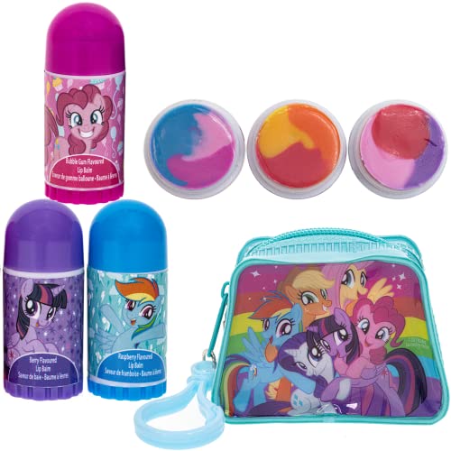 My Little Pony – Townley Girl Plant Based 3 Pcs Flavoured Swirl Lip Balm & Micro Keychain Bag Makeup Cosmetic Set for Kids and Girls, Ages 3+ Perfect for Parties, Sleepovers & Makeovers