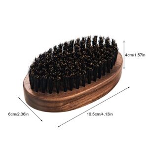 GREENTH PRO Walnut Wood Beard Brush - Boar Bristle Brush for Men - Military Style Beard Grooming Tool