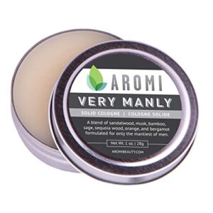 Aromi Solid Cologne | Fresh, Woodsy Scent, Best Men's Fragrance - Vegan, Cruelty-free, Portable, Travel-friendly, Stocking Stuffer, 1.0 oz, 5 (Very Manly)