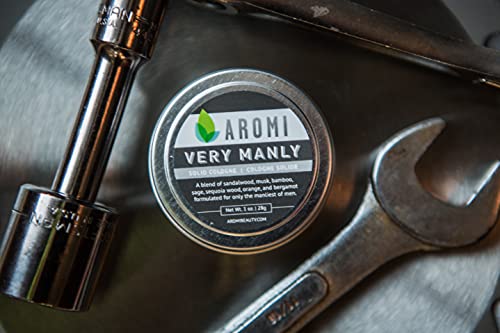 Aromi Solid Cologne | Fresh, Woodsy Scent, Best Men's Fragrance - Vegan, Cruelty-free, Portable, Travel-friendly, Stocking Stuffer, 1.0 oz, 5 (Very Manly)