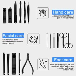 Manicure Pedicure Kit Nail Clippers Set 18 in 1 High Precision Stainless Steel Cutter File Sharp Scissors for Men & Women Fingernails & Toenails Vibrissac Scissors with Stylish Case (Blue_18in1)