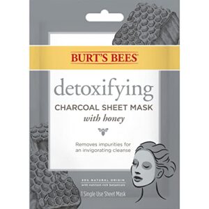 burt’s bees face masks easter basket stuffers, detoxifying charcoal facial skin care spring gift, 100% natural, single use (6 count)