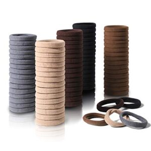 100 pcs thick seamless brown hair ties, ponytail holders hair accessories no damage for thick hair (natural colors)