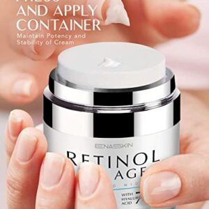 EnaSkin Retinol Wrinkle Cream for Face with Hyaluronic Acid, Deluxe Anti Aging Moisturizer Reduce Wrinkles, Fine Lines, Day and Night Retinol and Collagen Moisturizer Face Cream, Stocking Stuffer, 1.7 Fl. Oz