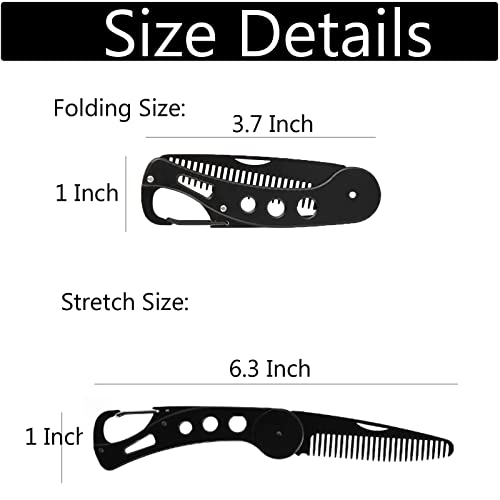 Folding Stainless Steel Beard Comb Mustache Comb for Men Beard Care,Beard Styling Pocket Hair Comb with Bottle Opener,Daily Beard Grooming Comb