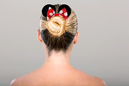 Styla Hair 2 Pack Mouse Ear Scrunchies for Kids Velvet Hair Bow Scrunchies for Women - Sparkle Sequins Mouse Hair Bands for Pony Tail - Red & Black