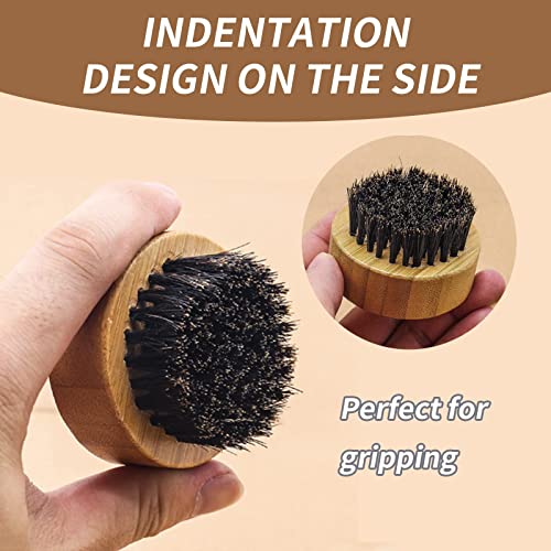 Beard Brush for men Boar Bristle Black Walnut Wood Beard Comb Brush Small and Round for Men To Tame and Soften Your Facial Hair