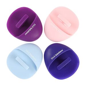 slick- silicone facial cleansing brush, 4 pack, silicone face scrubber, face brush, face scrubber exfoliator, face cleansing brush, exfoliating brush, face wash brush, silicone face brush