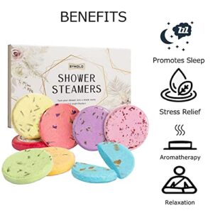 SYMOLO Shower Steamers, Pack of 8 Shower Steamers Aromatherapy with Essential Oils, Calming, Relaxation Shower Bombs for Home Spa, Self Care Gifts for Women, Men, Moms