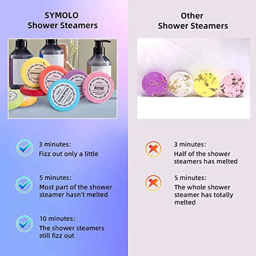 SYMOLO Shower Steamers, Pack of 8 Shower Steamers Aromatherapy with Essential Oils, Calming, Relaxation Shower Bombs for Home Spa, Self Care Gifts for Women, Men, Moms