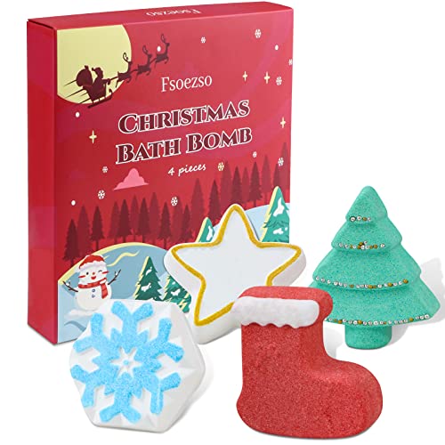 Stocking Stuffers - Bath Bombs 4 Packs Bubble Bath Bombs Christmas Tree , Christmas Gifts for Women and Men, Great Gift Set for Children’s Christmas Box, Christmas for Boys and Girls