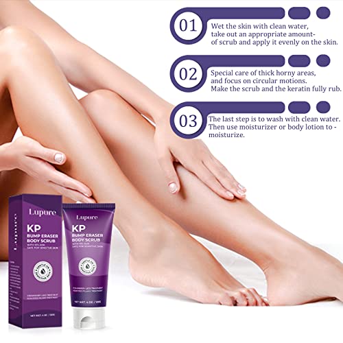 Lupure KP Bump Eraser Body Scrub, Strawberry Legs Treatment, Exfoliating Body Scrub, Body Scrubs For Women Exfoliation, Dead Skin and Dry, Rough, with 10% Lactic Acid (AHA) Reduce Bumps,