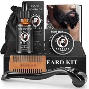 varolan beard growth kit – beard derma roller, beard growth oil (2oz), beard balm, beard comb, beard ebook, storage bag, beard kit, mustache mens gifts set for boyfriend husband fathers dad him