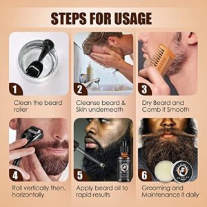 Varolan Beard Growth Kit - Beard Derma Roller, Beard Growth Oil (2Oz), Beard Balm, Beard Comb, Beard Ebook, Storage Bag, Beard Kit, Mustache Mens Gifts Set for Boyfriend Husband Fathers Dad Him