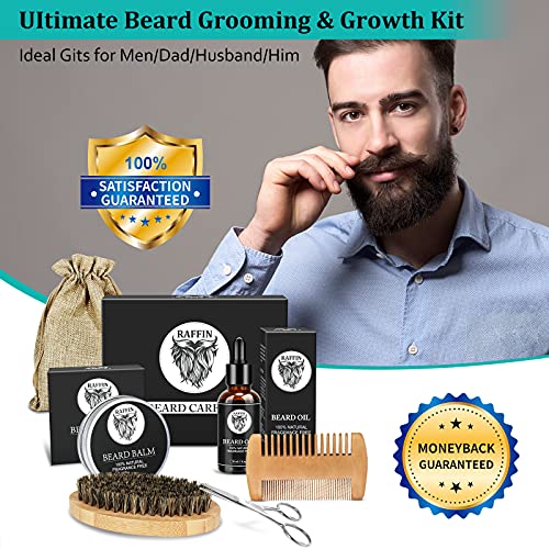 Birthday Gifts for Men - Beard Kit Gifts Set for Men with Beard Oil, Beard Balm, Beard Brush, Beard Comb, Scissors, eBook - Anniversary & Graduation Gifts for Him Dad Husband Boyfriend Brother Fiance