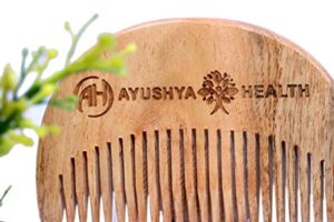 ayushya health neem wood comb hair + beard detangler for women and men | pocket comb | traveling comb & beard comb for beard | wooden pocket size beard comb (pack of 2)