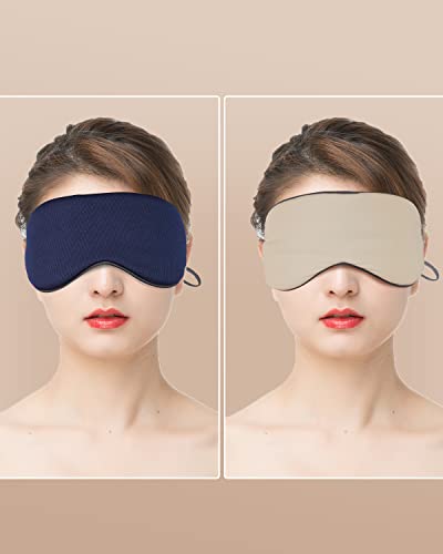 Hochoek Ice-Cold-Silk-Sleep-Mask Eyeshade Eye-Mask Eye-Cover - Double-Sided Warm and Ice-Cold Series (Classic Grey/Deep Rock Ash+Green/Beige+Dark Blue/Light Pink)