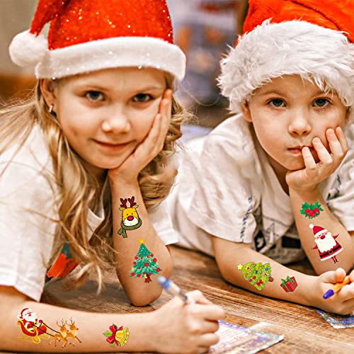 Leesgel 30 Sheets Christmas Temporary Tattoos for Kids Stocking Stuffers, Cute Holiday Tattoo Stickers for Girls Boys Christmas Gifts, Xmas Decorations Christmas Party Favors Supplies