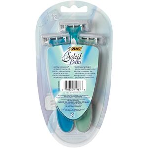 BIC Soleil Comfort 4-Blade Disposable Razors for Women Sensitive Skin Razor for a Smooth and Close Shave, 3 Piece Razor Set