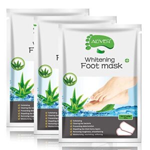 foot peel mask, 3 pairs foot mask- repair heels & removes dry dead skin for our feet – exfoliating foot peel mask for hard skin (aloe vera)