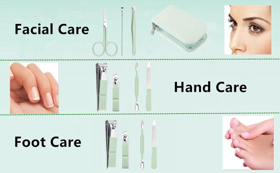 Professional Nail Clipper Pedicure Set，Manicure Set Personal Care, Nail Clipper Kit,Nail Tools with Luxurious Travel Case, Gifts for Men Women Family Friend,Green (12 Pieces)