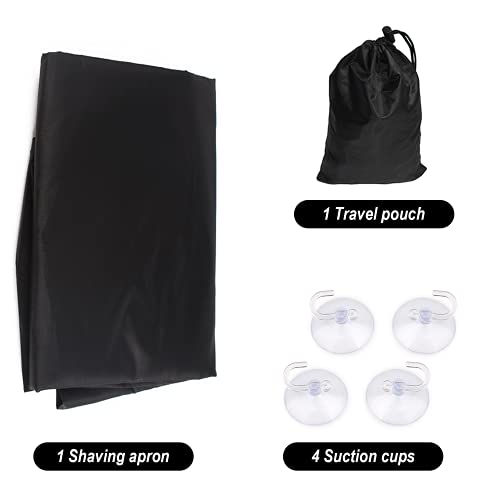 Beard Bib Beard Apron,Waterproof Beard Apron Cape Grooming set for Trimming,with 4 Suction Cups Best Gift for Boyfriend/Husband/Fathers day/Anniversary/Christmas Stocking Stuffers-Black (Black)