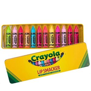 lip smacker crayola flavored lip balm collectors tin | flavor vault | dry lips | for kids, men, women | stocking stuffer | christmas gift | set of 12