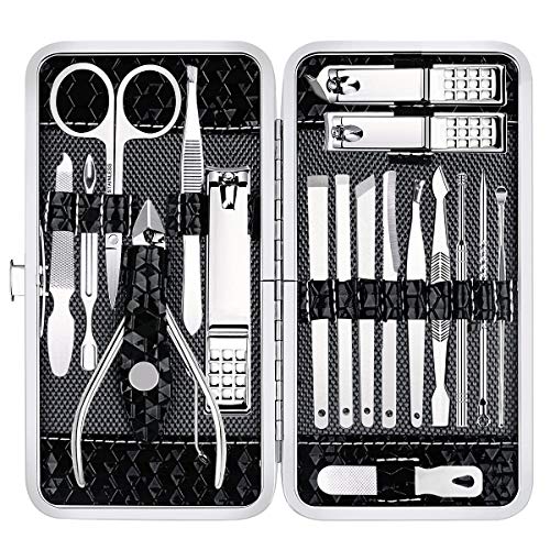 Manicure Set Nail Clippers Pedicure Kit -18 Pieces Stainless Steel Manicure Kit, Professional Grooming Kits, Nail Care Tools with Luxurious Travel Case