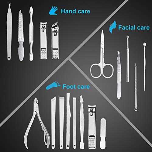 Manicure Set Nail Clippers Pedicure Kit -18 Pieces Stainless Steel Manicure Kit, Professional Grooming Kits, Nail Care Tools with Luxurious Travel Case