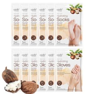 new epielle hydrating hand & foot masks (glove & socks 12pk) for dry hand, dry & cracked heel | shea butter + jojoba oil + vitamin e | skincare gifts | new years skincare. stocking stuffers!!