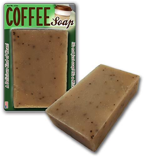 Coffee Soap Handcrafted Scented with Ground Coffee Beans Unisex Coffee Gags Cool Stocking Stuffers for Men Women Coworkers Weird White Elephant Ideas Secret Santa Novelty Coffee Bar Soap