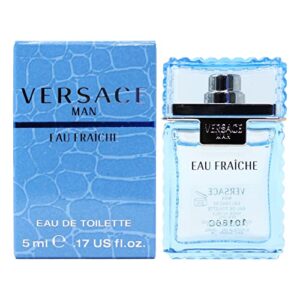 Original Versace Man Eau Fraiche Eau De Toiltte EDT 5ml 0.17oz Cologne for Men Homme Perfume Miniature Mini Parfum Collectible Bottle New In Box