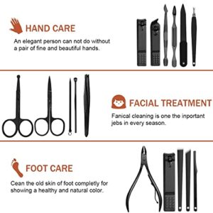 GENIXX Products Nail Clipper Set - Professional Cutter Nipper Pedicure Kits | Beauty Manicure Set with Luxurious PU Leather Storage Case | Stainless Steel Nail Kit for Men & Women (16 pcs Brown/Black)