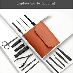 GENIXX Products Nail Clipper Set - Professional Cutter Nipper Pedicure Kits | Beauty Manicure Set with Luxurious PU Leather Storage Case | Stainless Steel Nail Kit for Men & Women (16 pcs Brown/Black)