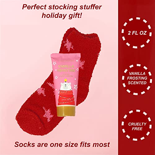 Simple Pleasures Stocking Stuffers - Ultra Plush Cozy Sock and Foot Lotion Care Package Gift Set - 2.2fl oz - Vanilla Frosting