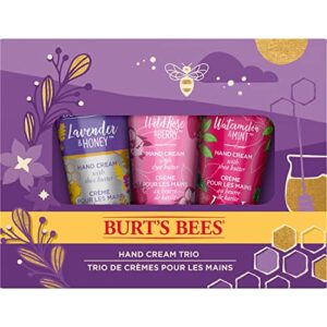 Burt's Bees Christmas Gifts, 3 Body Care Stocking Stuffers Products, Hand Cream Trio Set - Lavender Honey, Watermelon Mint & Wild Rose Berry Shea Butters