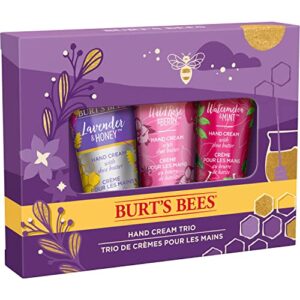 Burt's Bees Christmas Gifts, 3 Body Care Stocking Stuffers Products, Hand Cream Trio Set - Lavender Honey, Watermelon Mint & Wild Rose Berry Shea Butters