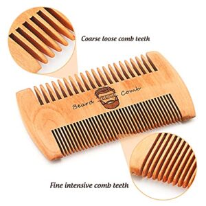 Wooden Beard Comb Kit, 2 Pieces Brown Christmas Deer Design Pocket Comb, Handmade Combs with Durable Case Gifts for Men, Customized Gifts for Dad Mustache Care, Beard Care & Hair Grooming (2 Packs Deer)