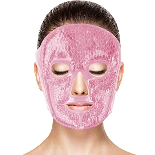 CONBELLA Face eye masks for dark circles and puffiness, Migraines, Headache, Stress, Redness, Acne, Cooling Face Masks for Women Man, Hot Cold Use Ice Face Mask.