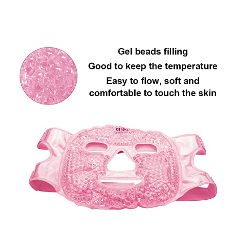 CONBELLA Face eye masks for dark circles and puffiness, Migraines, Headache, Stress, Redness, Acne, Cooling Face Masks for Women Man, Hot Cold Use Ice Face Mask.