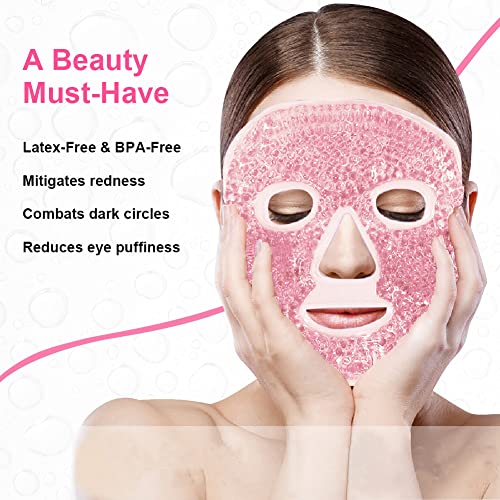 CONBELLA Face eye masks for dark circles and puffiness, Migraines, Headache, Stress, Redness, Acne, Cooling Face Masks for Women Man, Hot Cold Use Ice Face Mask.